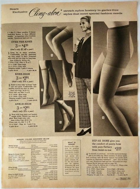 1969 Vintage Paper Print Ad Cling Alon Seamless Stretch Nylons Hip Hi