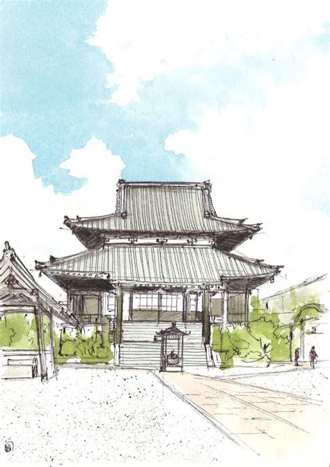 達人が教える 目からウロコ！ 旅の15分スケッチ術 日本経済新聞 旅 スケッチ 寺院建築