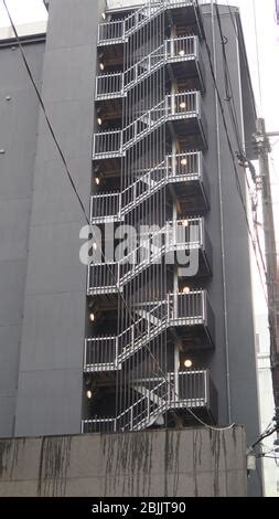 Kyoto Japan Fire Escape On A Multi Storey Building In The City Centre