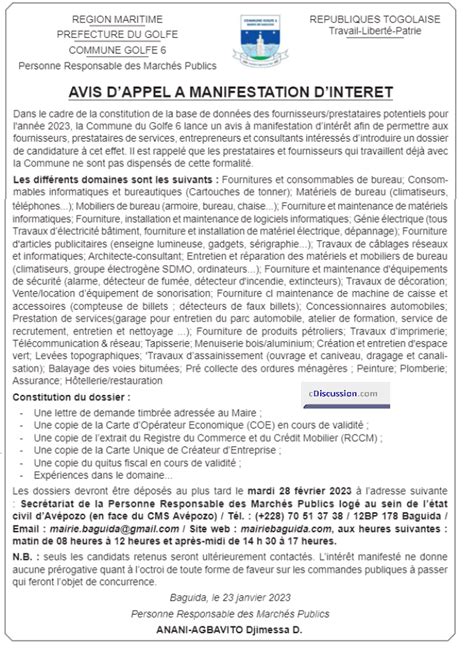 Avis d Appel à manifestation d intérêt pour la constitution de la base