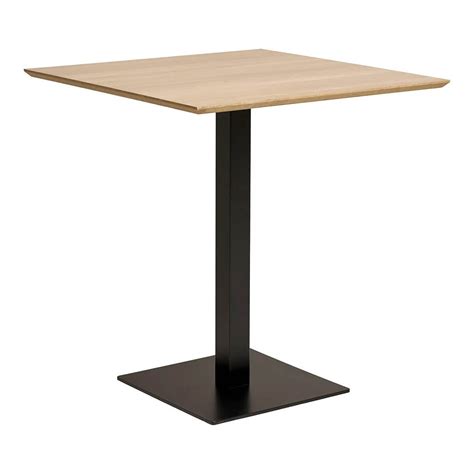 Bistro Table Carrée Plateau Mélaminé Effet Bois Pied Central Métal