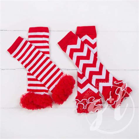 Striped Red And White Ruffled Hem Leg Warmers Grace And Lucille