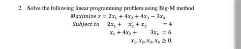 Solved 2 Solve The Following Linear Programming Problem