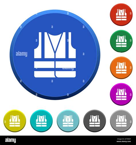 High Visibility Safety Vest Round Color Beveled Buttons With Smooth