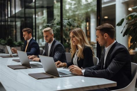 Premium Photo Executive Business People Using Laptops For Work