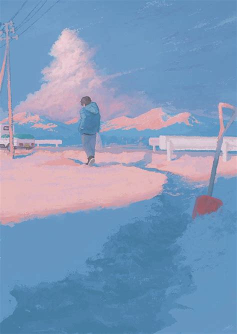 雪道 插画师犀将的风景插画图片 BoBoPic