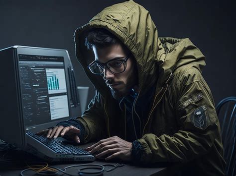 premium ai image hacker using computer with forex candlestick charts
