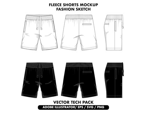 Streetwear Shorts Template Shorts Techpack Mockupshorts Vector Mesh