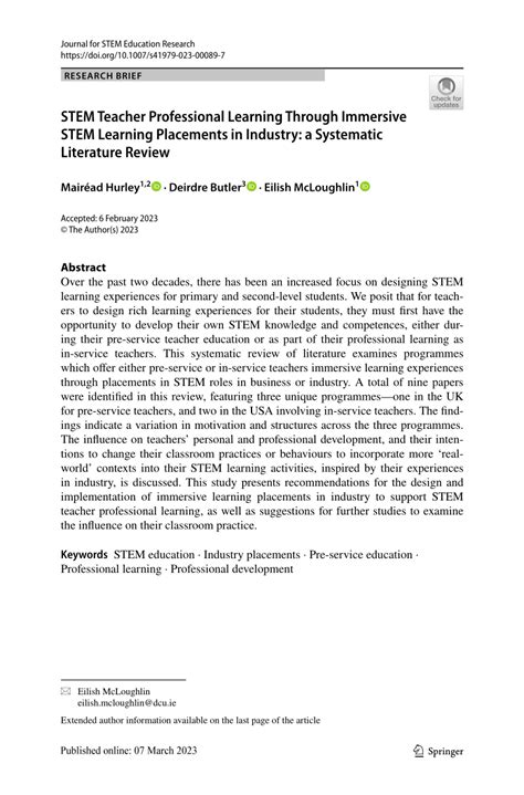 Pdf Stem Teacher Professional Learning Through Immersive Stem