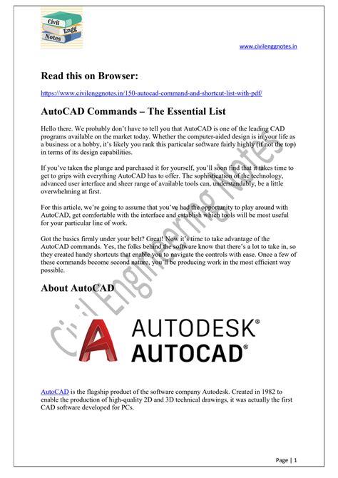 SOLUTION: 150 autocad command and shortcut list with pdf 1 - Studypool