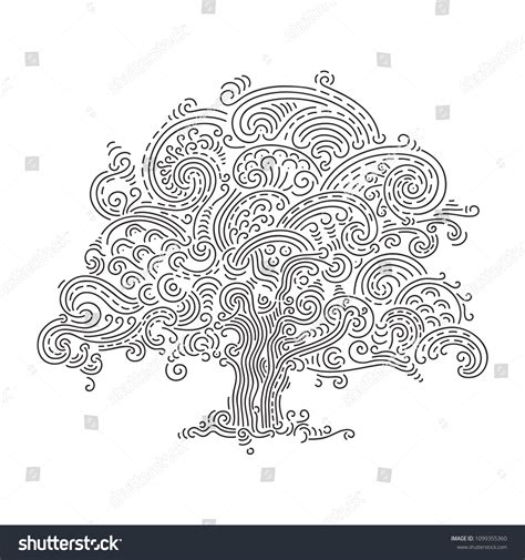Oak Tree Vector Doodle Hand Drawn Stock Vector Royalty Free
