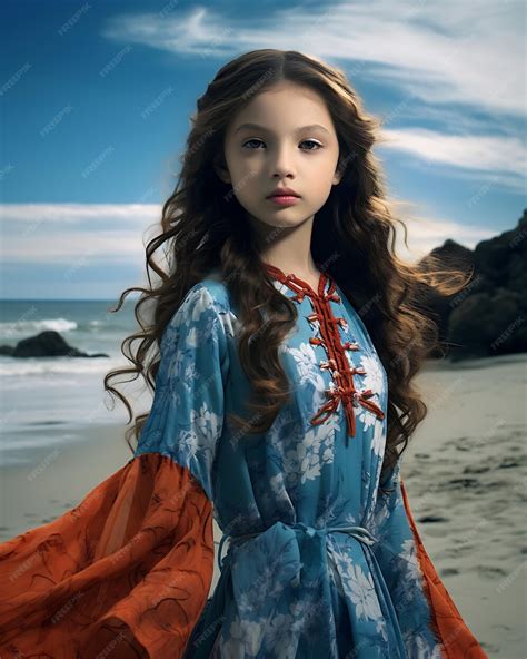 Premium Photo Front View Of Beautiful Girl At Beach