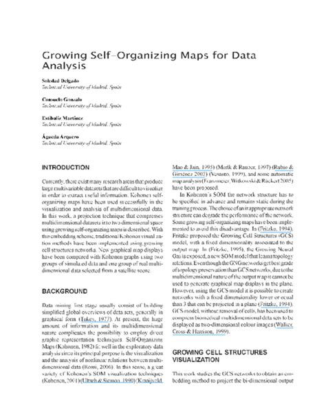Pdf Growing Self Organizing Maps For Data Analysis