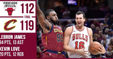 Final Score Cleveland Cavaliers Defeat Chicago Bulls 119 112 Fear