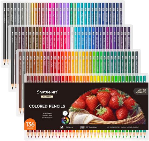 Shuttle Art 136 Colored Pencils Soft Cores Metallic Colors Artist
