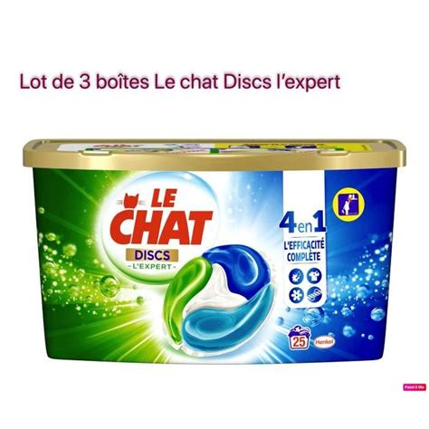 LOT DE TROIS LESSIVES LE CHAT DISCS L EXPERT 4 EN 1 Soit Au Total 75