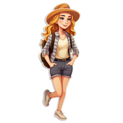 Premium Ai Image Sticker Of A Cute European Girl In Urban Summer