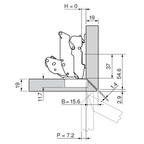 Blum 71t7600n 155 Degree Clip Top Zero Protrusion Hinge Self Close