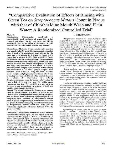 Comparative Evaluation Of Effects Of Rinsing With Green Tea On