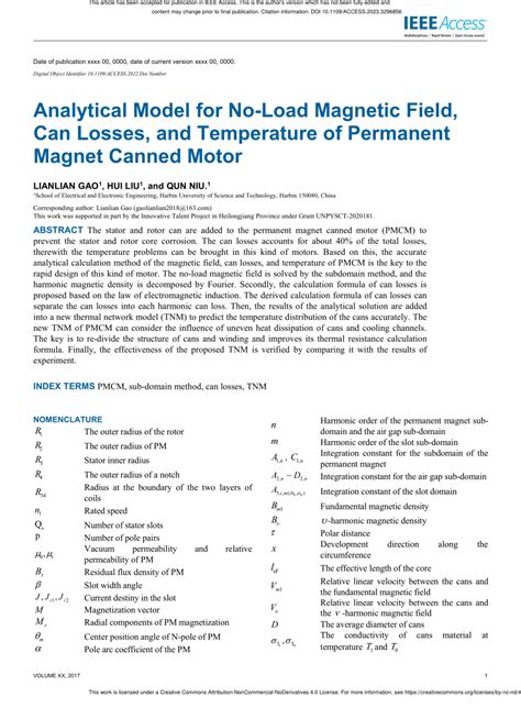 Pdf Analytical Model For No Load Magnetic Field Can Losses And