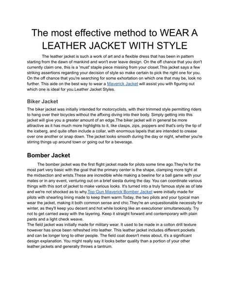 PPT The Most Effective Method To Wear A Leather Jacket With Style