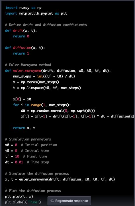 元木大介 Chatgpt搭載議事録「calqtalk」開発者 On Twitter Rt Promptenglab 粒子の拡散を伊藤積分でシミュレーションするコードをpythonで書く