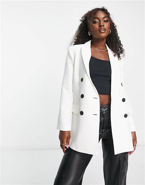 Stradivarius Oversized Blazer In White Asos