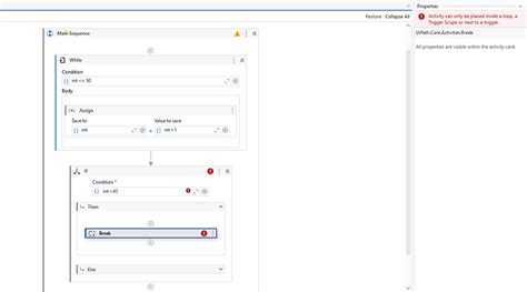 Break Activity In While Loop Throws A Error Activities Uipath