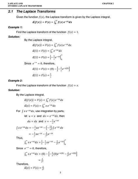 Solution Laplace And Inverse Laplace Transforms Sample Problems And