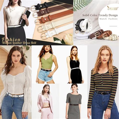 Jasgood 2 Pack Womens Leather Belts For Jeans Dresses Fashion Gold