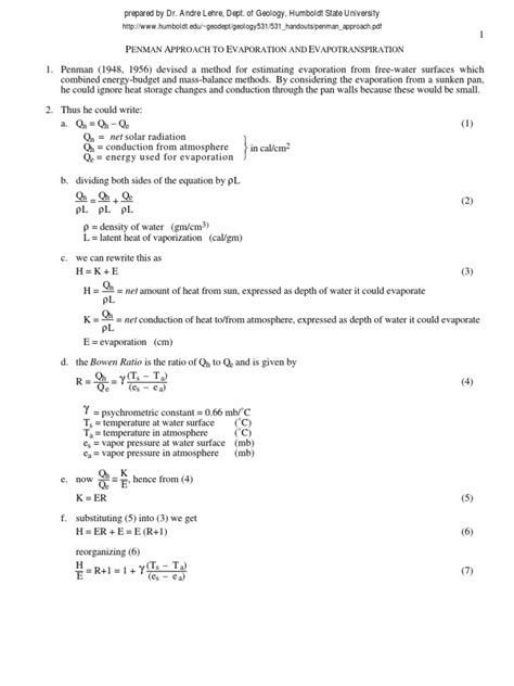 Enman Pproach To Vaporation And Vapotranspiration Pdf Evaporation Evapotranspiration