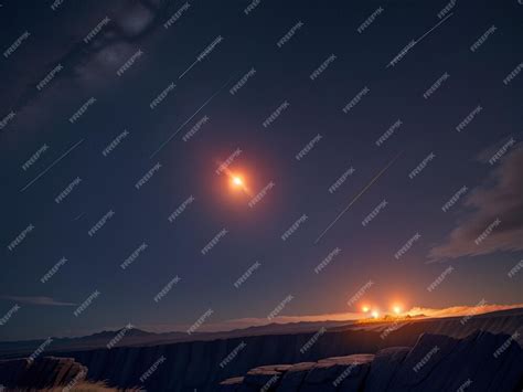 Premium Ai Image Bright Fireballs In The Night Sky A Meteor Flash