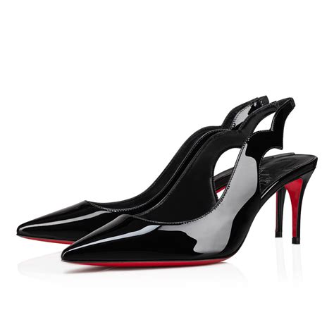 Hot Chick Sling 70 Black Patent Leather Women Shoes Christian Louboutin