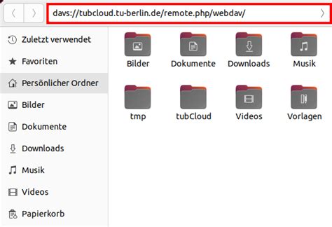 TubCloud Zugriff Mit WebDAV Unter Linux TU Berlin