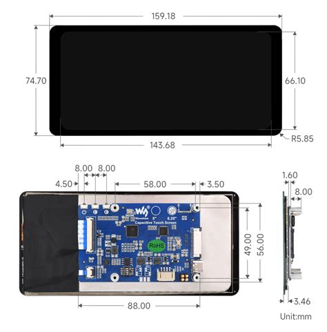 625inch Dsi Capacitive Touch Display 720 × 1560 Ips Optical Bonding Toughened Glass Panel