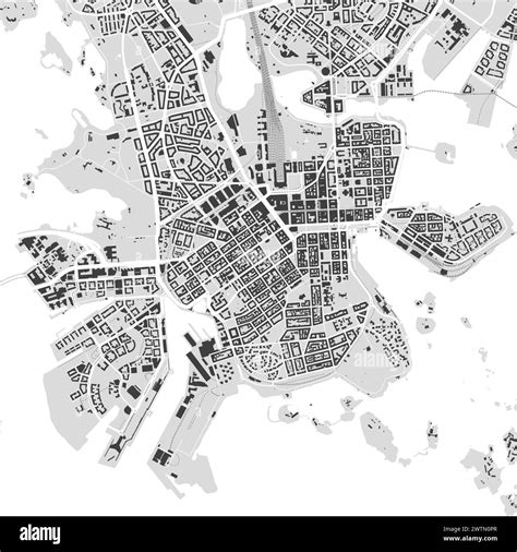 Helsinki Map Finland Grayscale Color City Map Vector Streetmap With