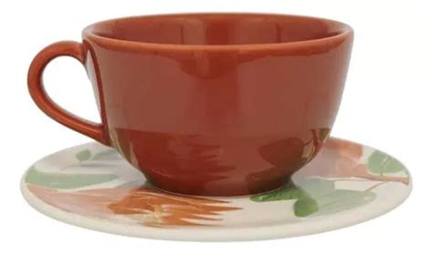 Set De 6 Tazas Grandes De 200 Ml Con Platillo Oxford Unni Protea Color