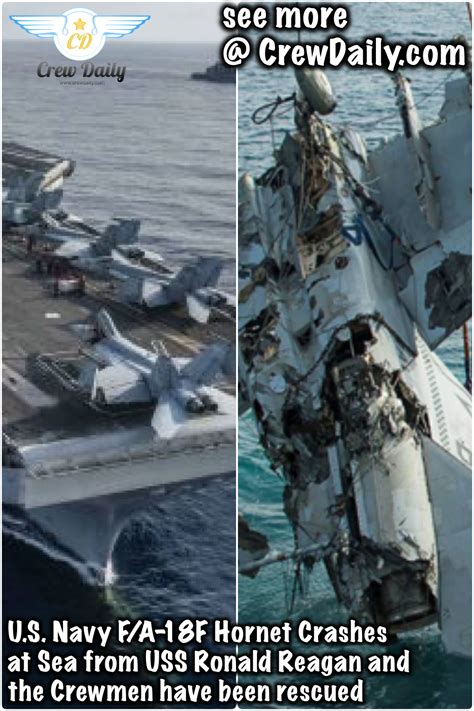 Us Navy Fa 18f Hornet Crashes At Sea From Uss Ronald Reagan And The