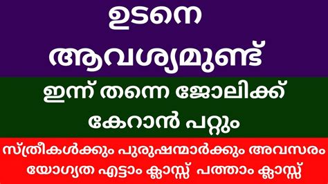 Job Vacancy Malayalam Job Vacancy Kerala Today YouTube