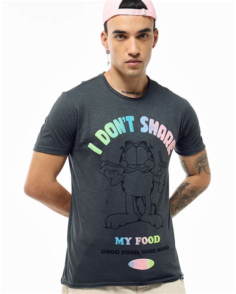 Buy Mens Grey Dont Share Food Graphic Printed T Shirt Online At Bewakoof