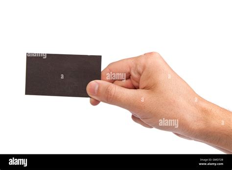 Businessman S Hand Holding Blank Business Card Stock Photo Alamy