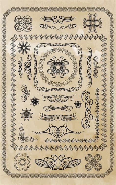 Set 2 Of Vintage Desing Elements Stock Vector Illustration Of Drawn