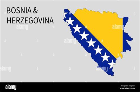 Bosnia And Herzegovina Flag Map Official Color With Proportion Fully