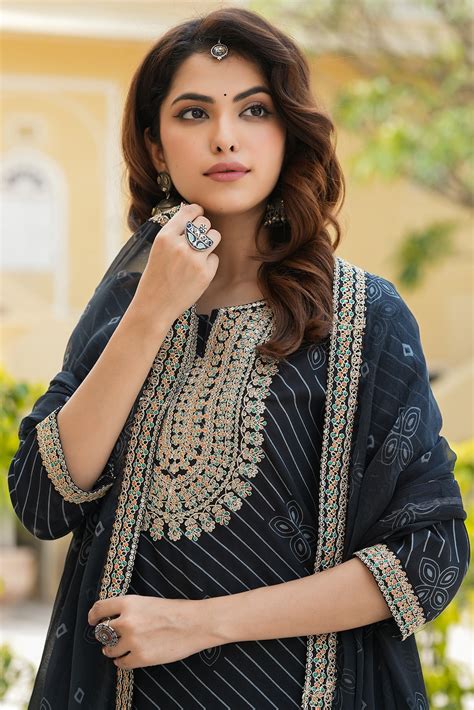 Black Rayon Embellished Sharara Set By Scakhi At Pernias Pop Up Shop 2024