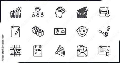 Set Of User Interface Outline Icons Thin Line Icons Such As Bars Chart