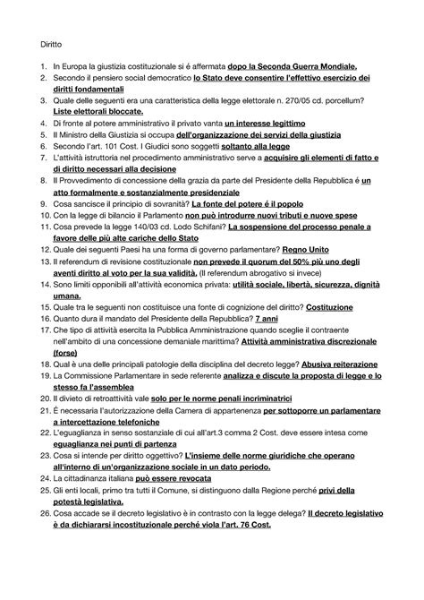 Diritto Domande Esame Diritto In Europa La Giustizia Costituzionale