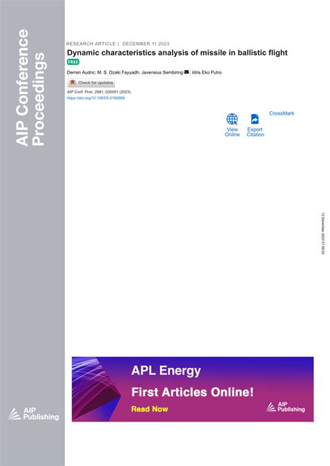 Pdf Dynamic Characteristics Analysis Of Missile In Ballistic Flight