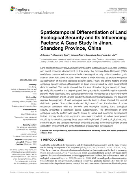Pdf Spatiotemporal Differentiation Of Land Ecological Security And Its Influencing Factors A