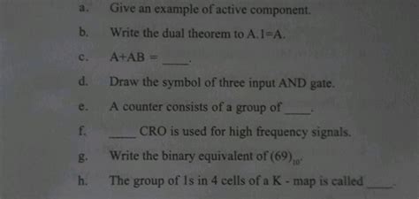 A Give An Example Of Active Component B Write StudyX