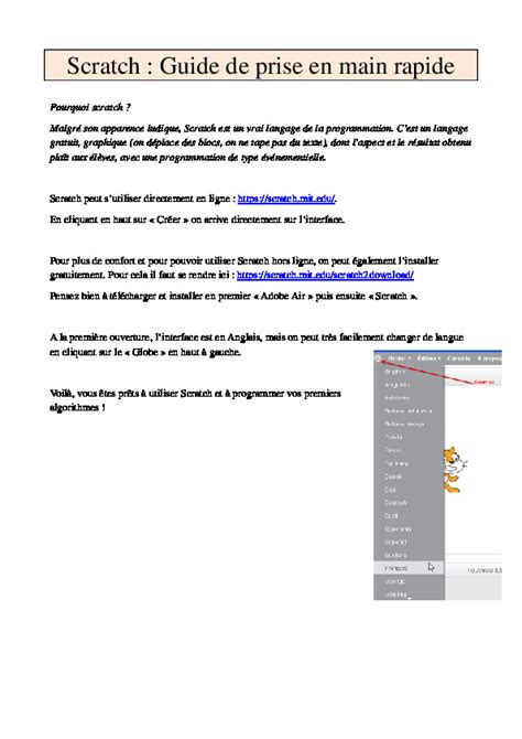 Cours complet de Scratch en PDF Télécharger cours informatique en PDF